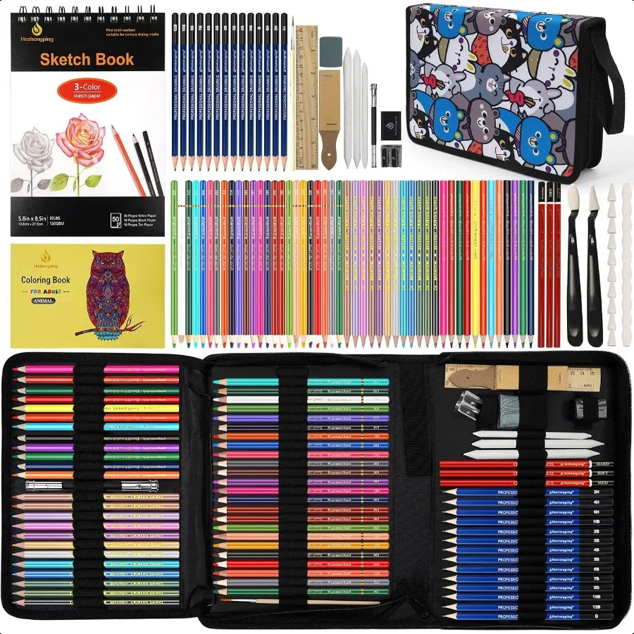 100 Art plies Drawing Kit Pro Drawing plies Set has 3Color Sketchbook ...